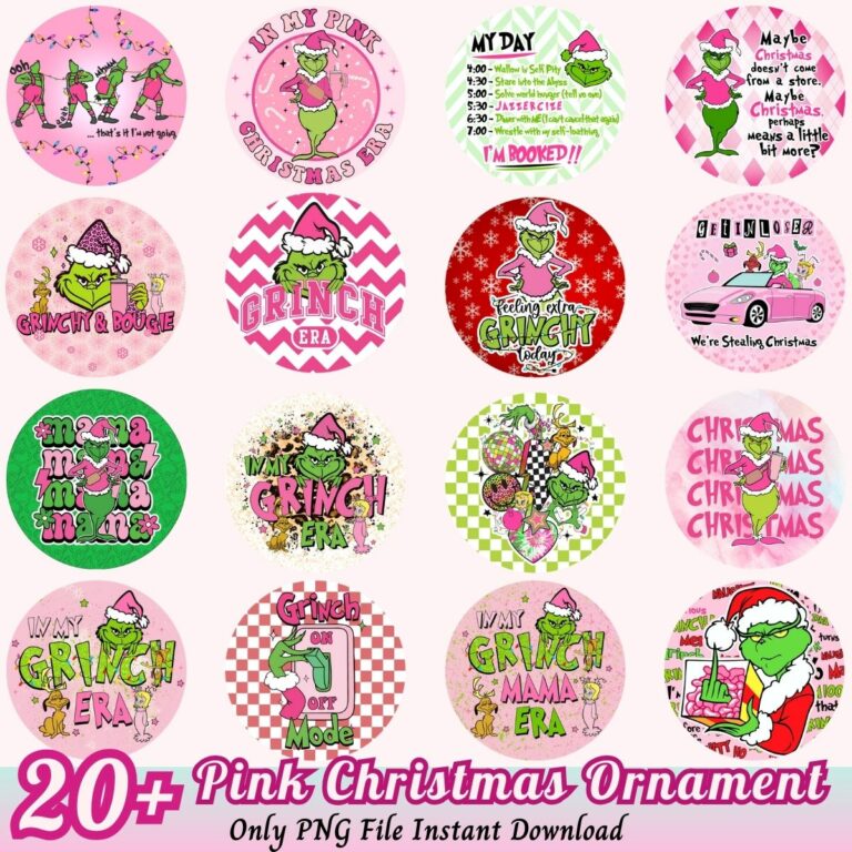 Grinch head merry pink christmas png bundle, grinch head png - High-quality SVG and PNG files ...