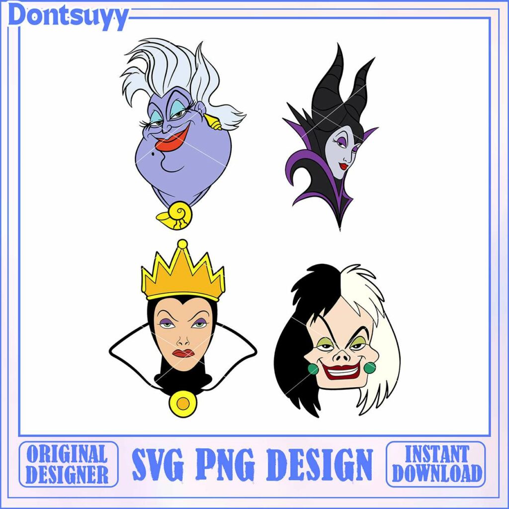 Disney villains face svg bundle, disney villains svg, disney head svg ...