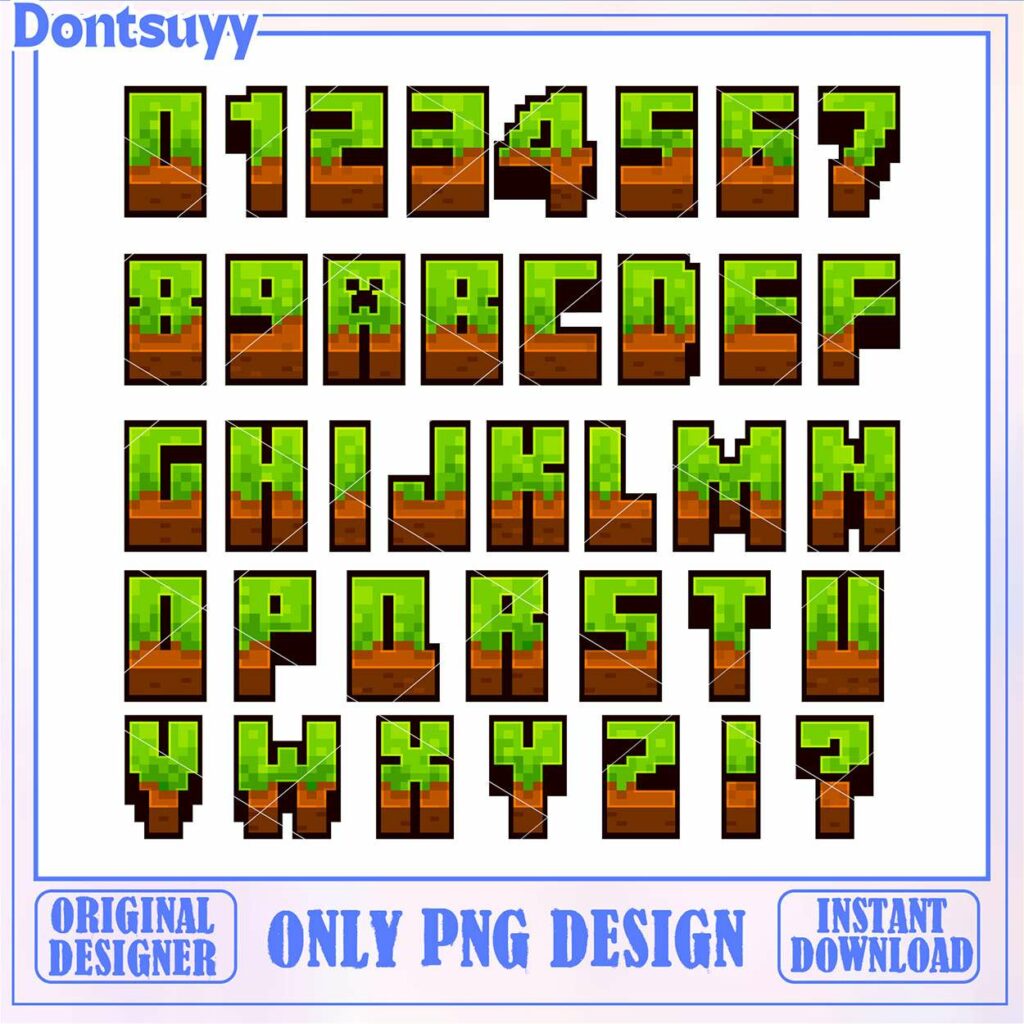 Minecraft game font png bundle, minecraft character toys png, minecraft ...