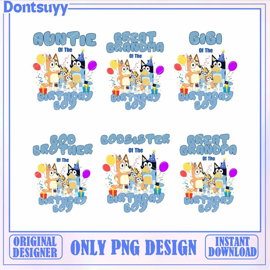 Bluey family birthday boy png bundle, bluey png, bluey birthday png ...