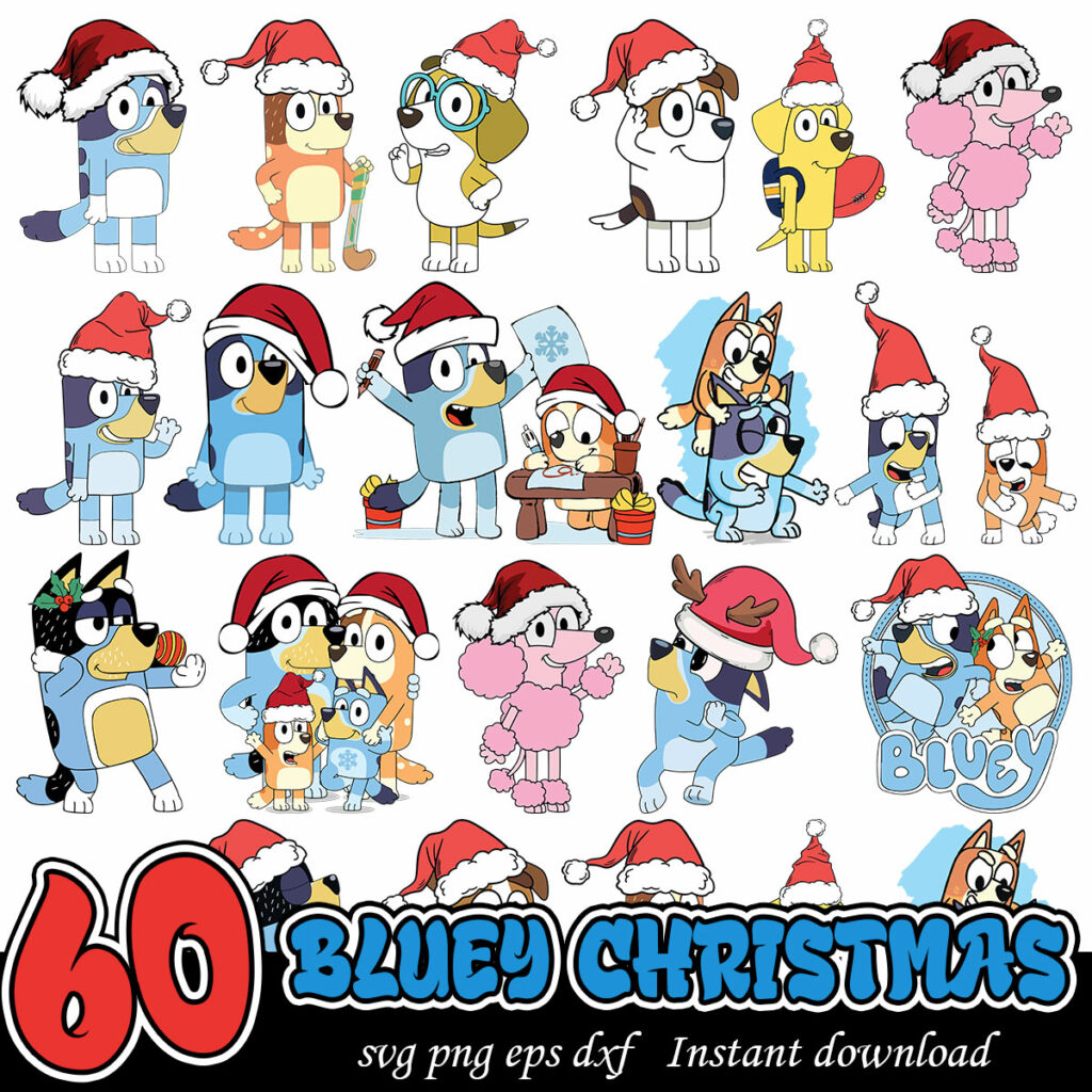 Bluey christmas and friends svg bundle, christmas hat svg, bluey ...