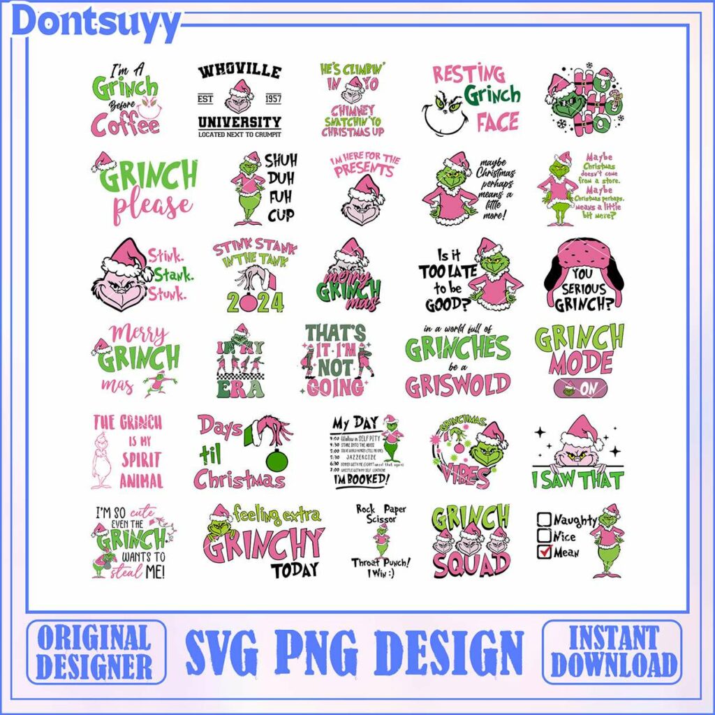 Grinch pink christmas please svg bundle, pink grinch svg, grinch christmas svg - High-quality ...