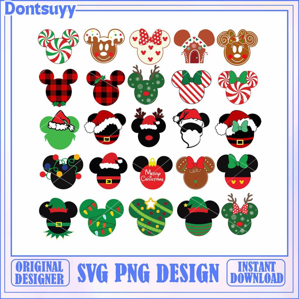 Disney Mickey head christmas svg bundle, disney christmas svg, mickey ...