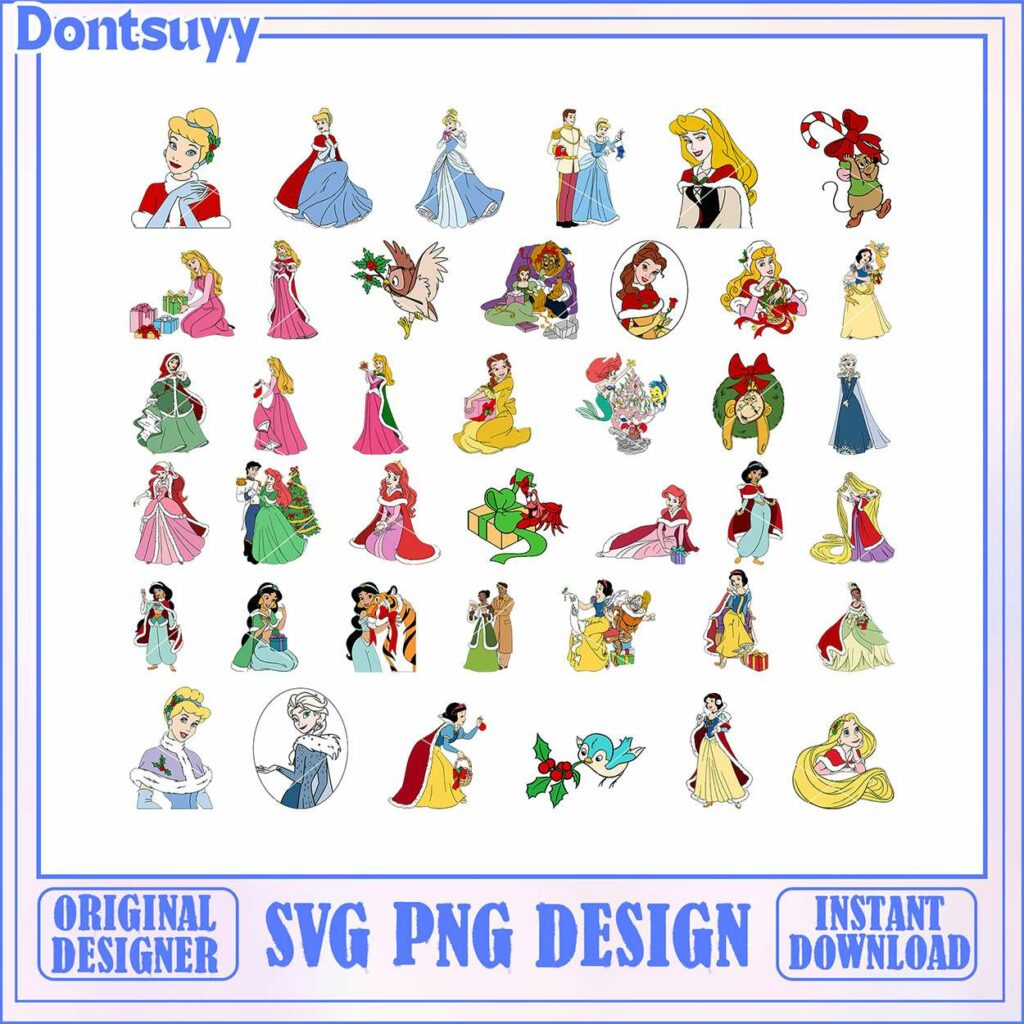 Disney princess christmas svg bundle, disney princess svg, princess ...