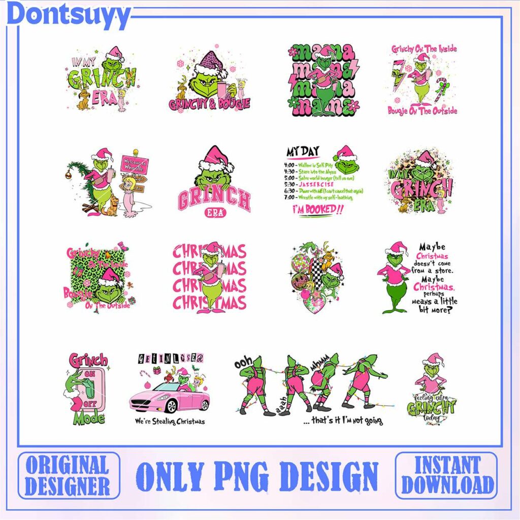 Pink Grinch Christmas png bundle design, pink christmas png - High-quality SVG and PNG files for ...