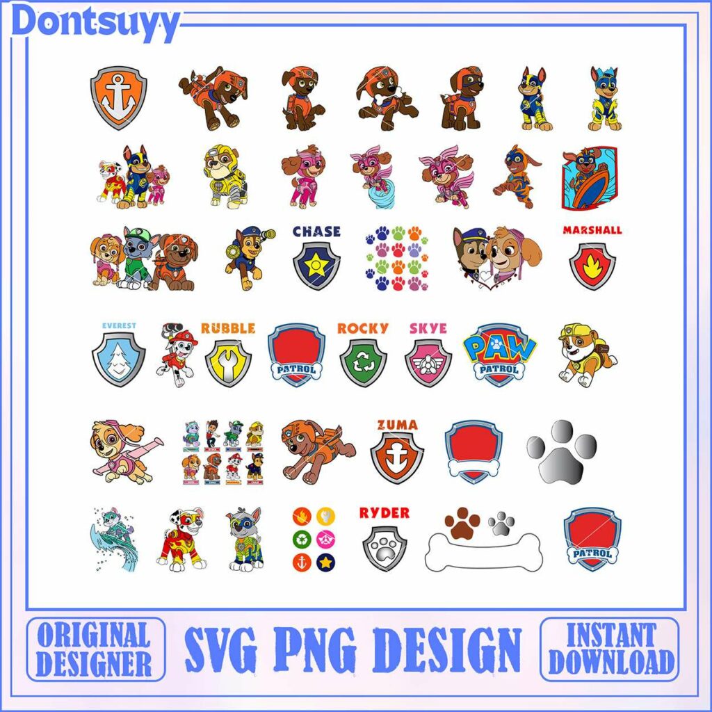Paw patrol cartoon characters svg bundle, paw patrol characters svg ...