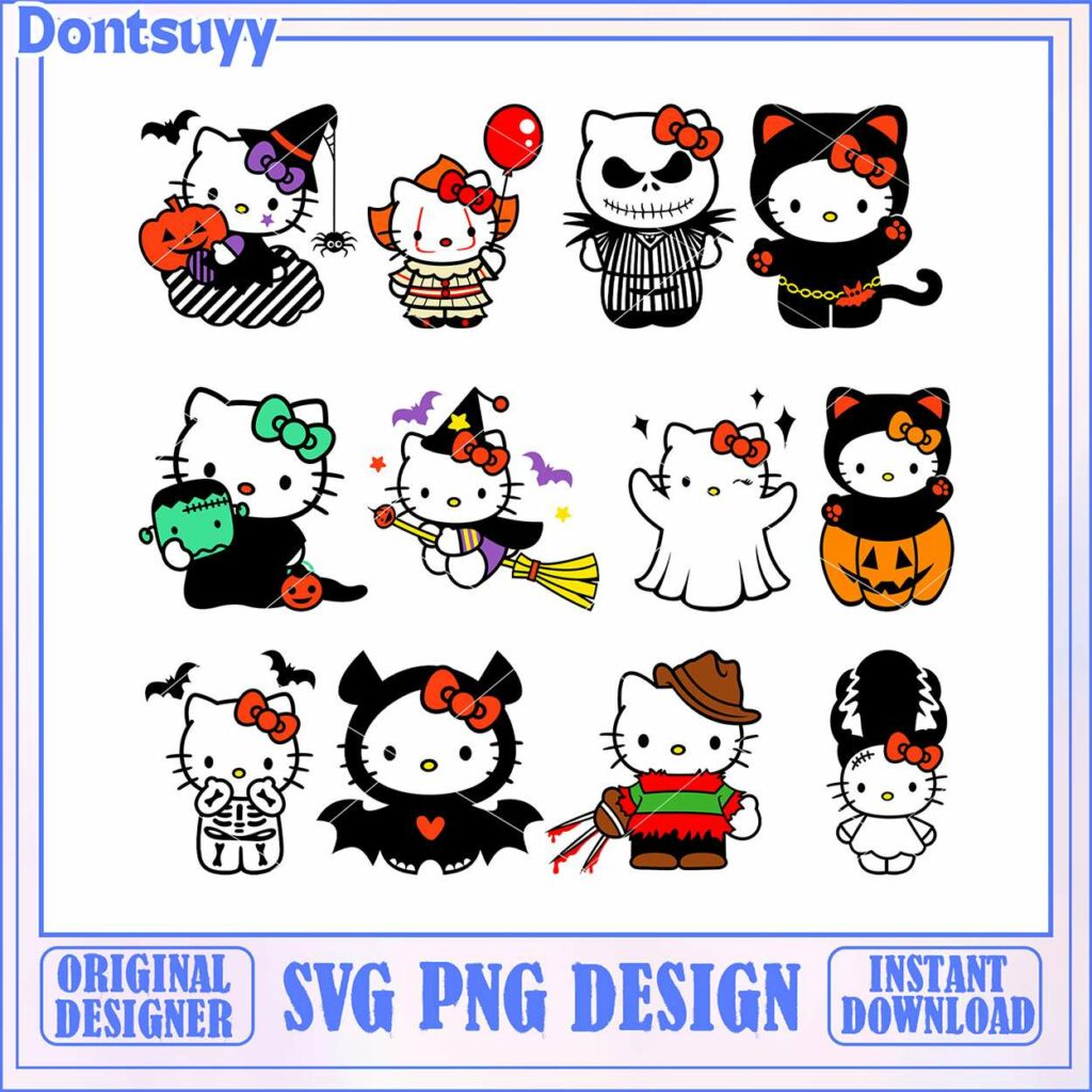 Hello kitty characters halloween svg bundle, hello kitty svg, halloween ...