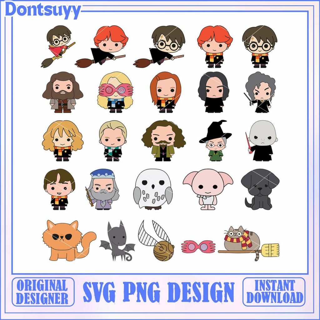 Harry potter chibi figure svg bundle, harry potter svg, harry of potter ...