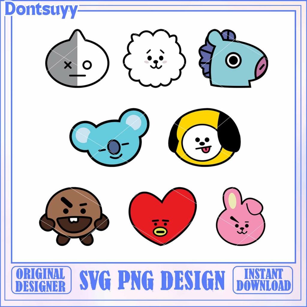 Bt21 chibi cartoon characters svg bundle, Bt21 chibi svg, bts bt21 svg ...
