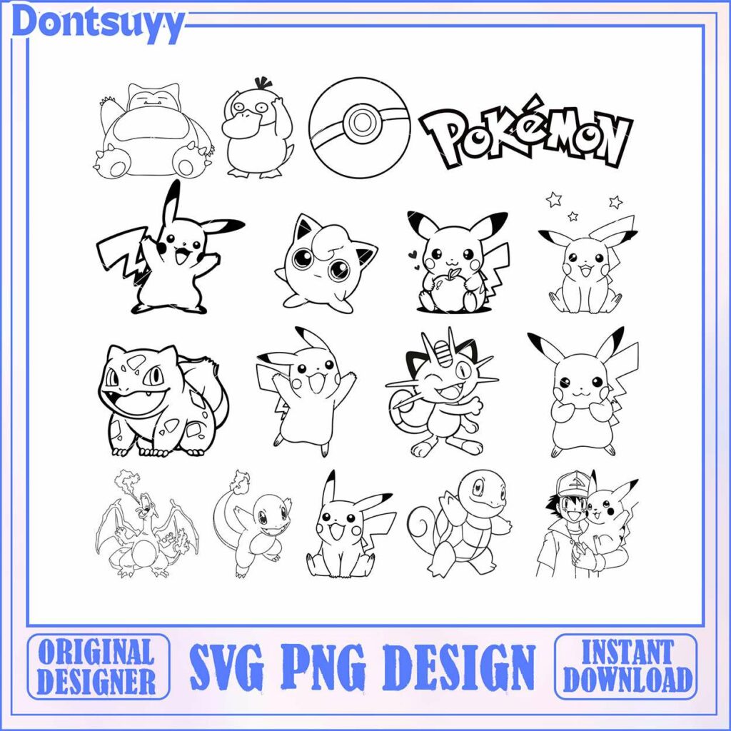 Pokemon characters outline svg, pokemon anime svg, pokemon outline svg ...