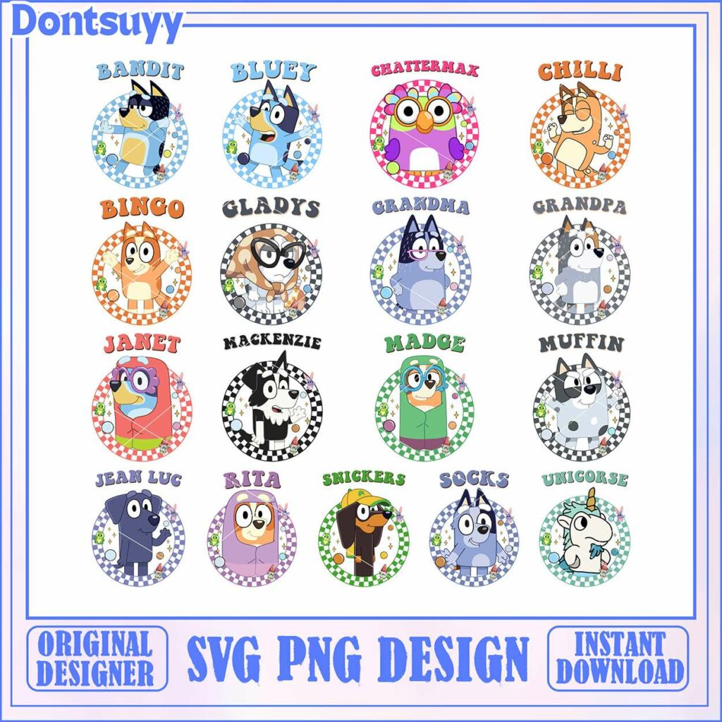 Bluey cartoon friends circle svg bundle, bluey cartoon svg - High ...
