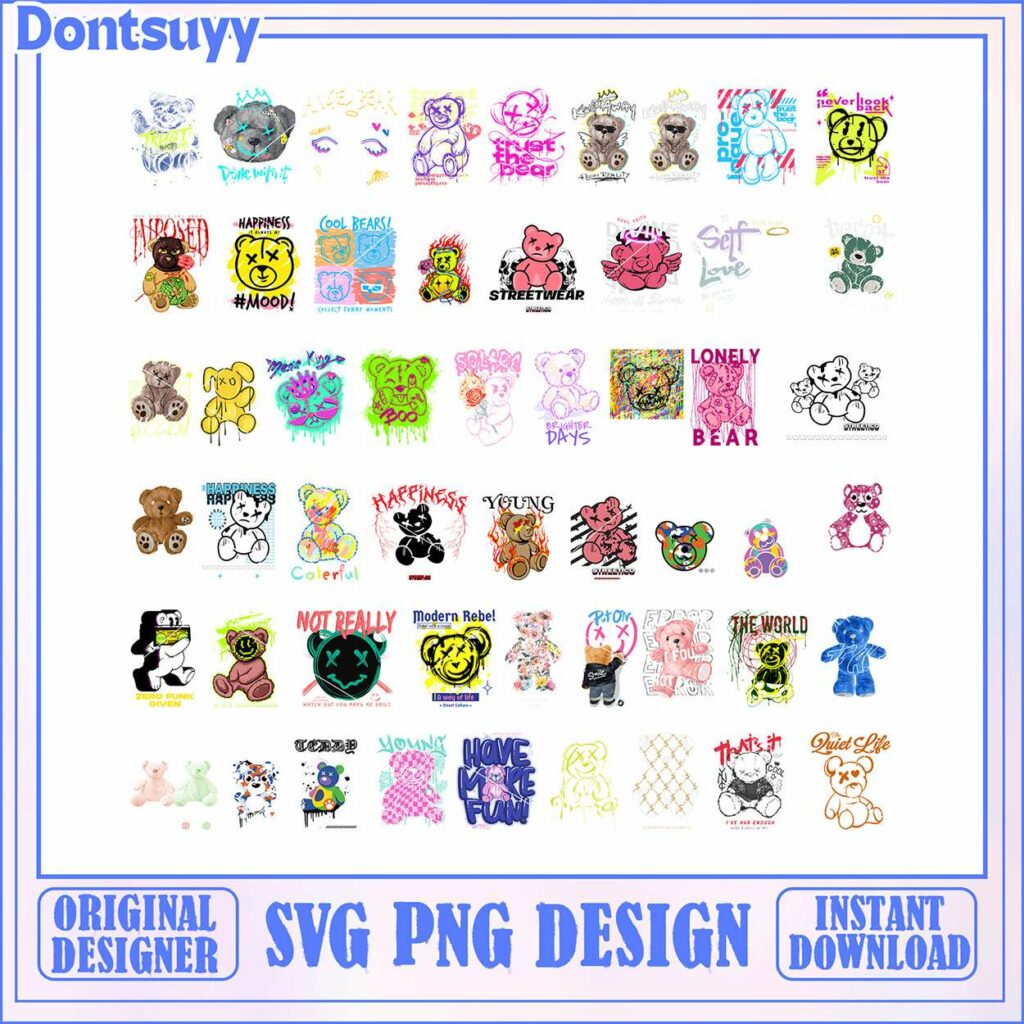 Streetbear cartoon svg bundle design, streetbear svg, cartoon bear svg ...