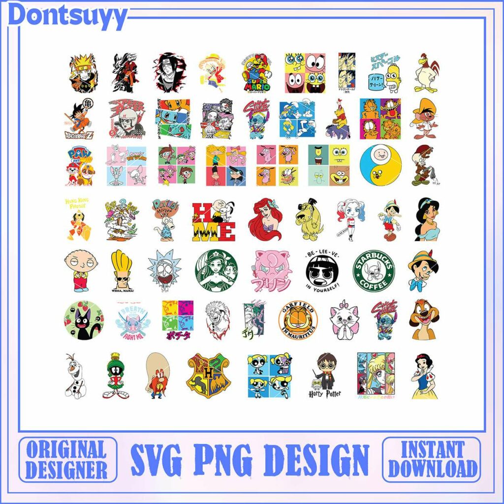 Anime and cartoon characters svg bundle, animal cartoon svg - High ...