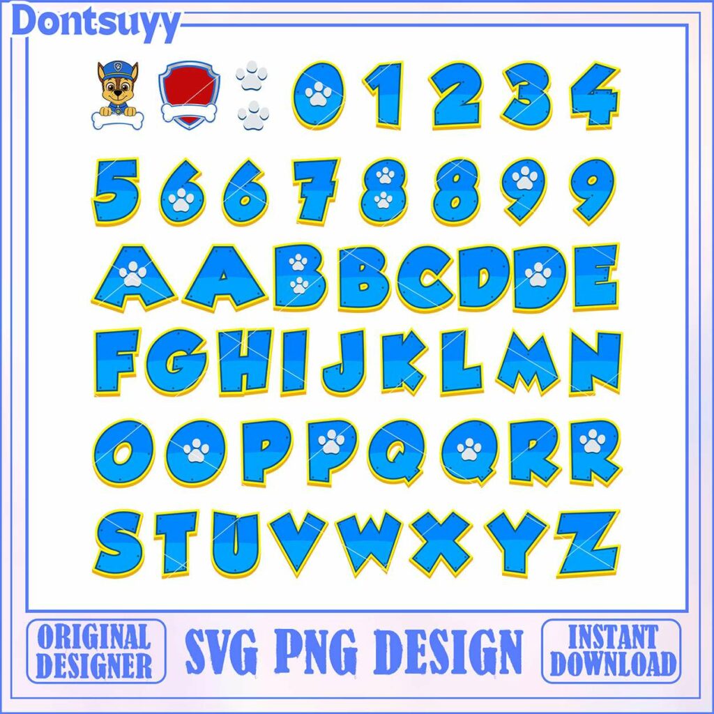 Paw patrol cartoon alphabet svg bundle, paw patrol characters svg ...