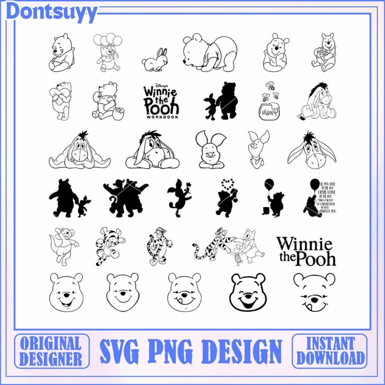 Winnie the pooh outline svg bundle, winnie the pooh svg - High-quality ...
