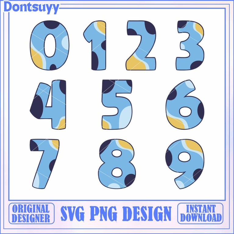Bluey dog cartoon number svg bundle, bluey cartoon svg, bluey number ...