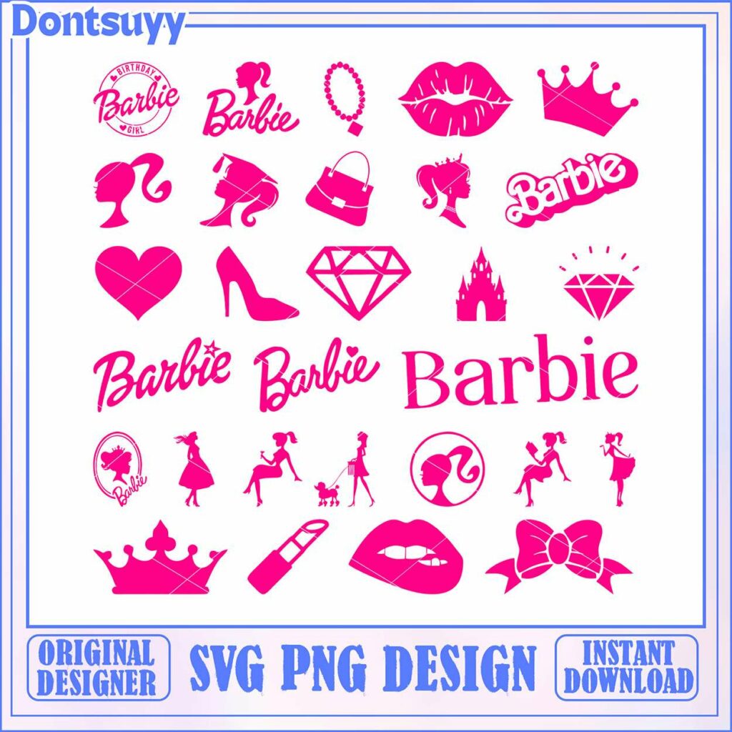 Barbie doll pink cartoon svg bundle, barbie doll svg, cartoon barbie ...