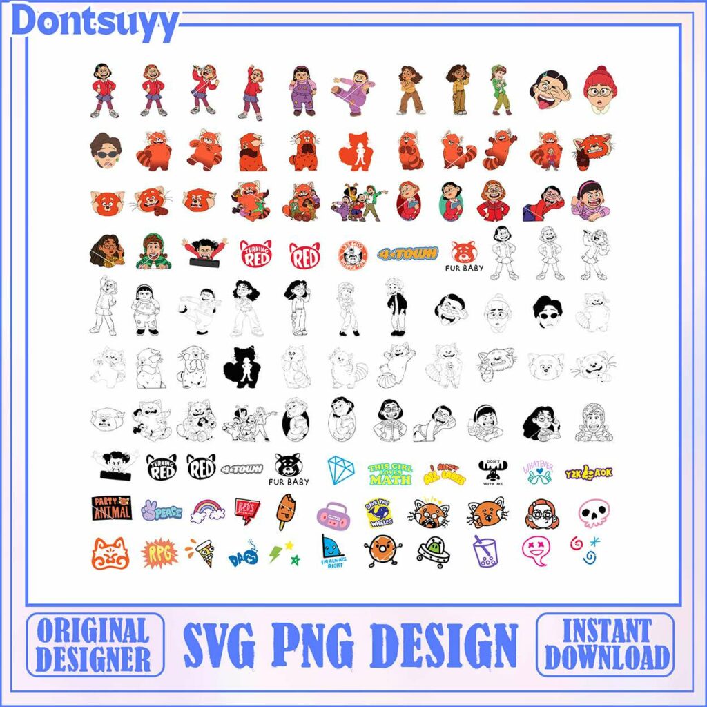 Turning red disney cliparts svg bundle, turning red svg - High-quality ...