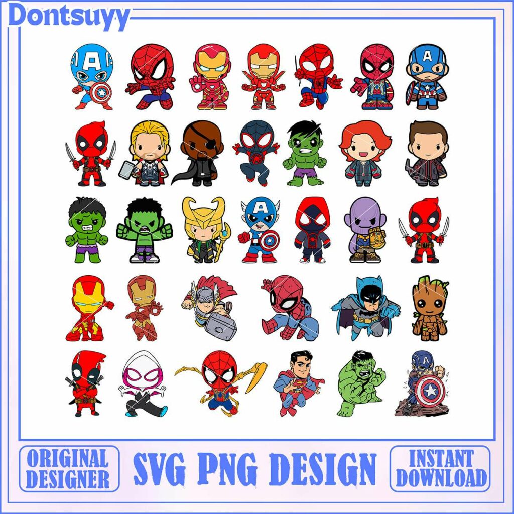 Chibi hero avengers svg bundle, the avengers svg, avengers team svg ...
