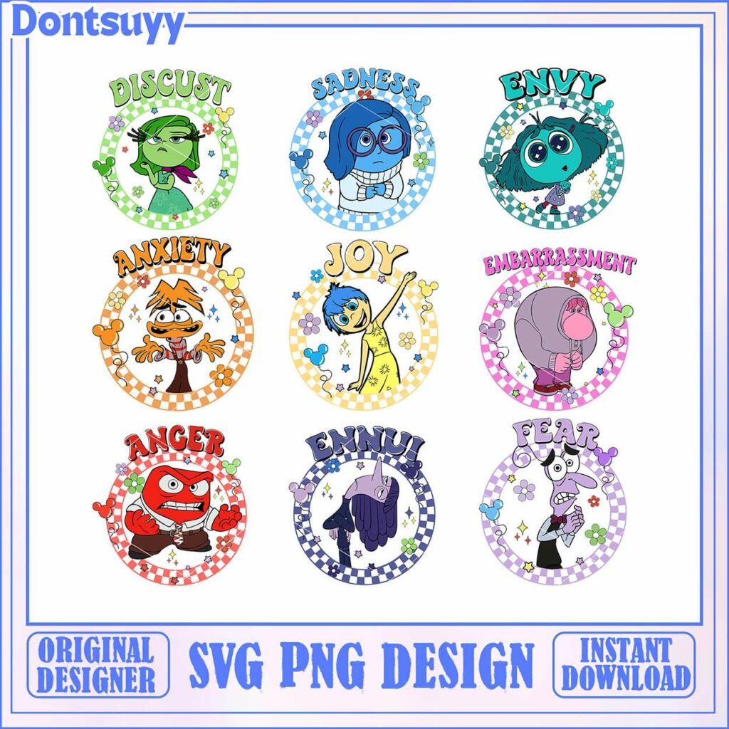 Inside Out 2 emotion circle svg bundle, disney pixar inside out 2 svg ...