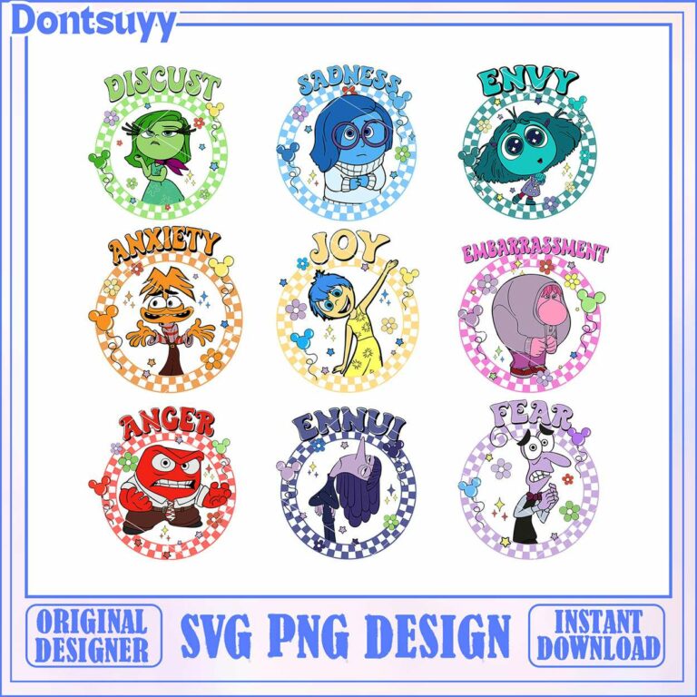 Inside Out 2 emotion circle svg bundle, disney pixar inside out 2 svg ...
