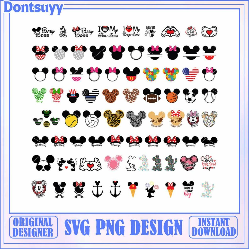 Mickey minnie mouse face bundle svg, mickey head svg, mickey minnie svg ...