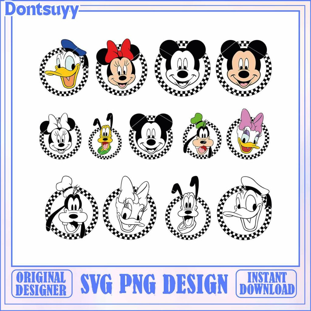 Mickey mouse and friend circle bundle svg, mickey head svg, disney ...