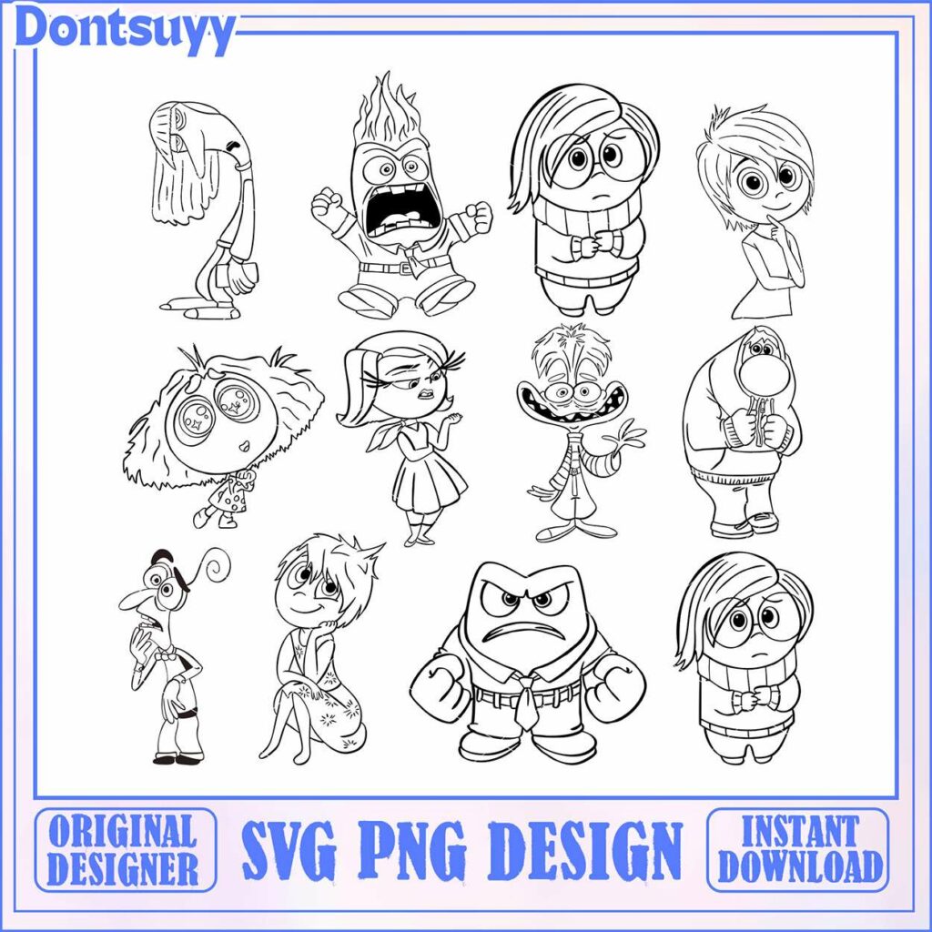 Inside out 2 emotion outline svg bundle, disney pixar inside out 2 svg ...