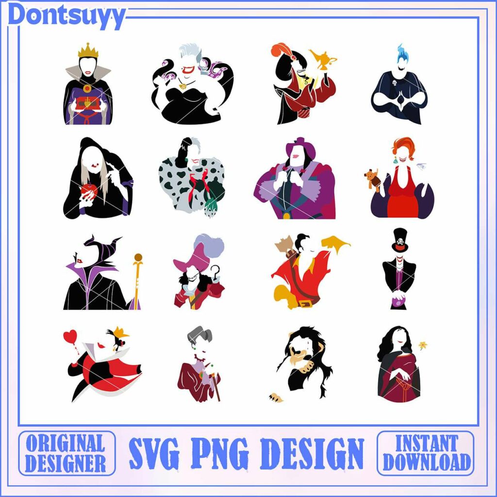 Disney villains clipart svg bundle, disney villains svg, disney ...