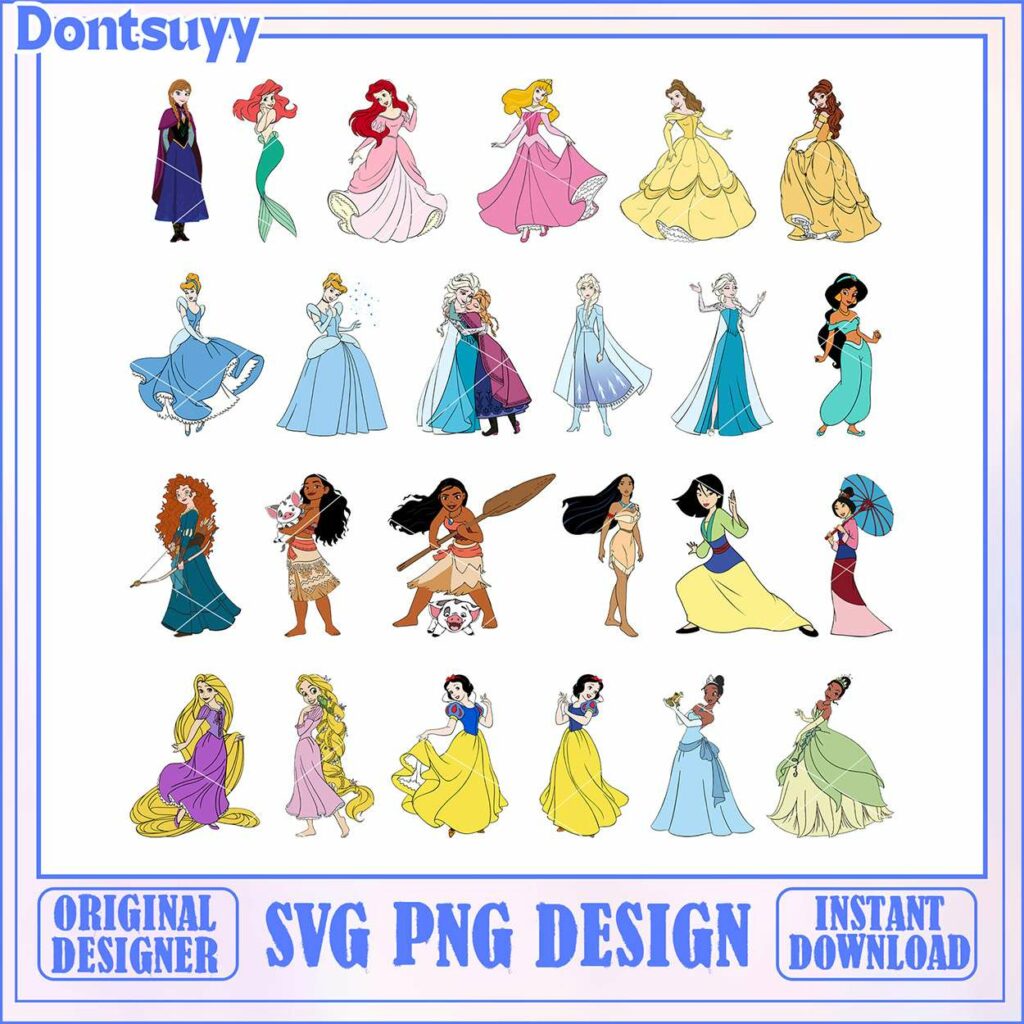 Disney princess characters svg bundle, princess disney svg - High ...