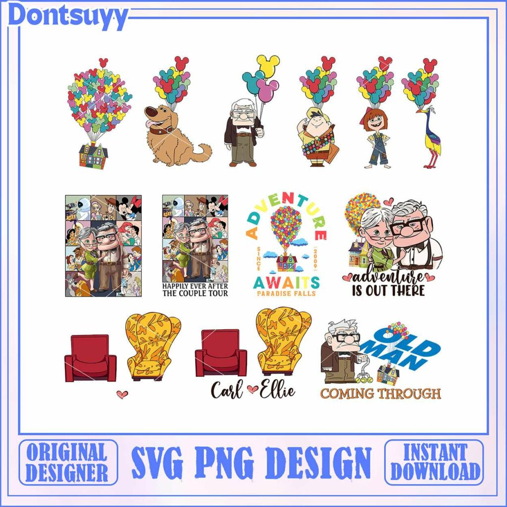 Disney pixar up svg bundle, up disney ears svg, disney pixar up house ...