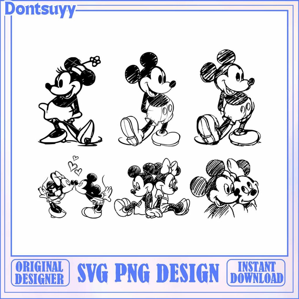 Mickey minnie Sketched Bundle svg, mickey minnie svg - High-quality SVG ...