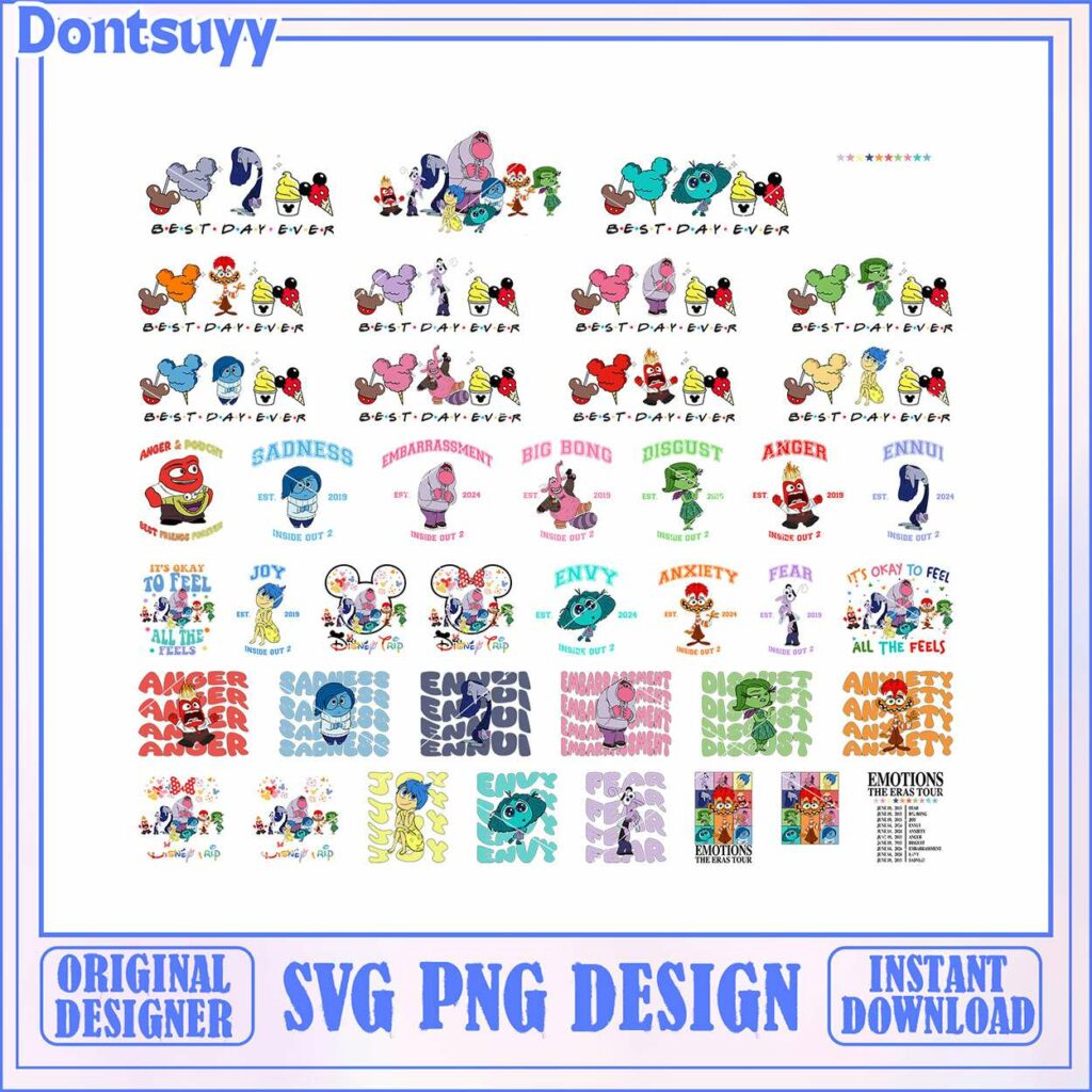 Inside out 2 est disney svg bundle, disney pixar inside out 2 svg ...
