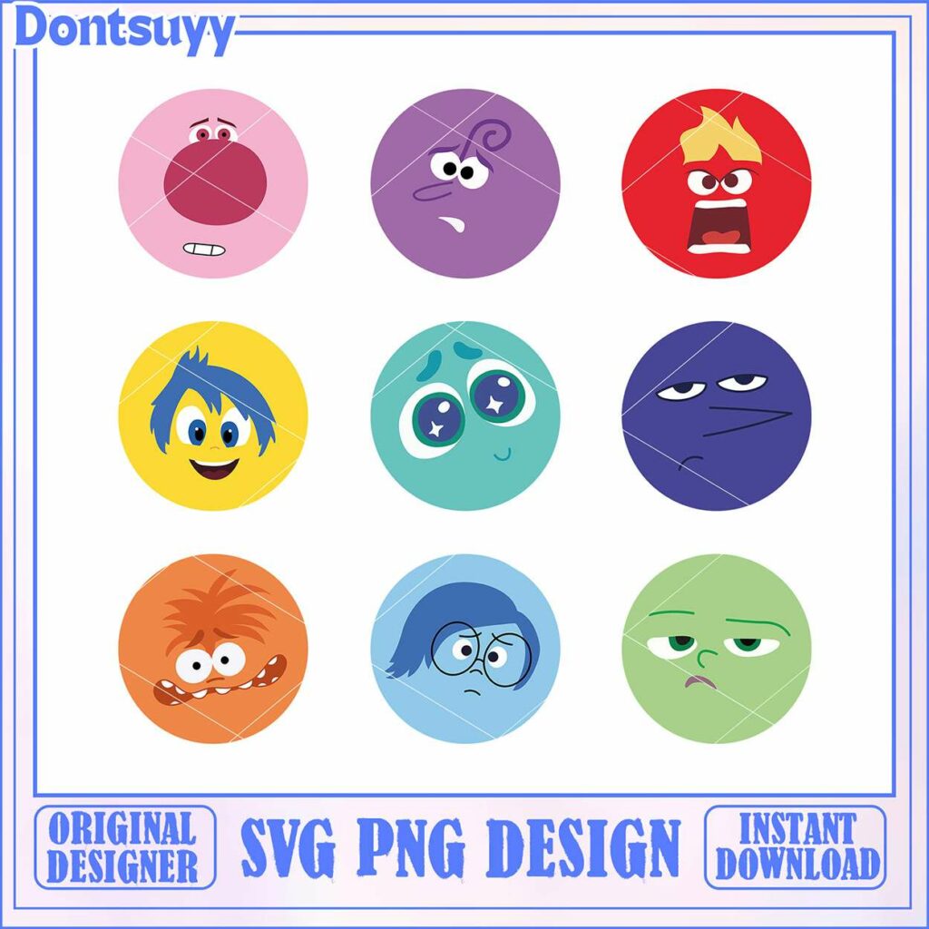 Inside out 2 circle svg bundle, inside out 2 svg, disney pixar inside ...