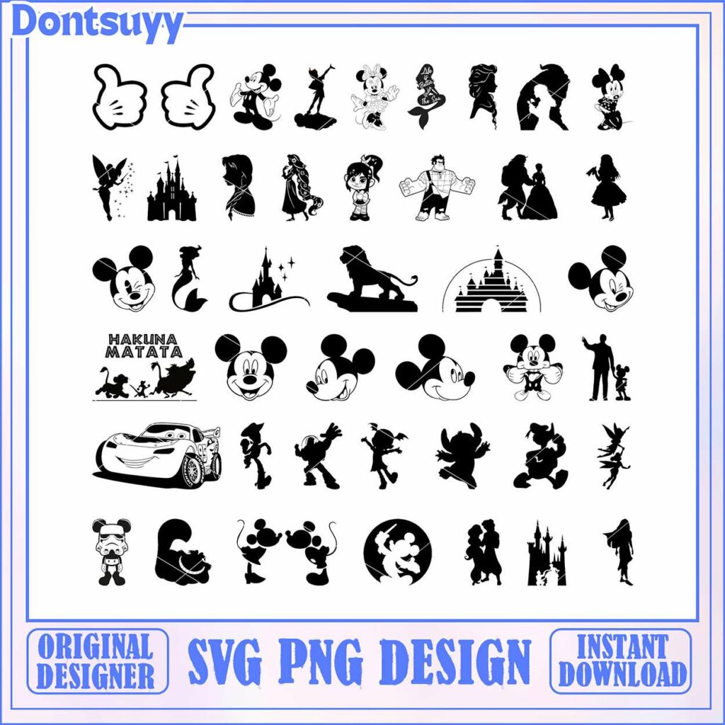 Disney silhouette cartoon bundle svg, disney cartoon svg, mickey head ...