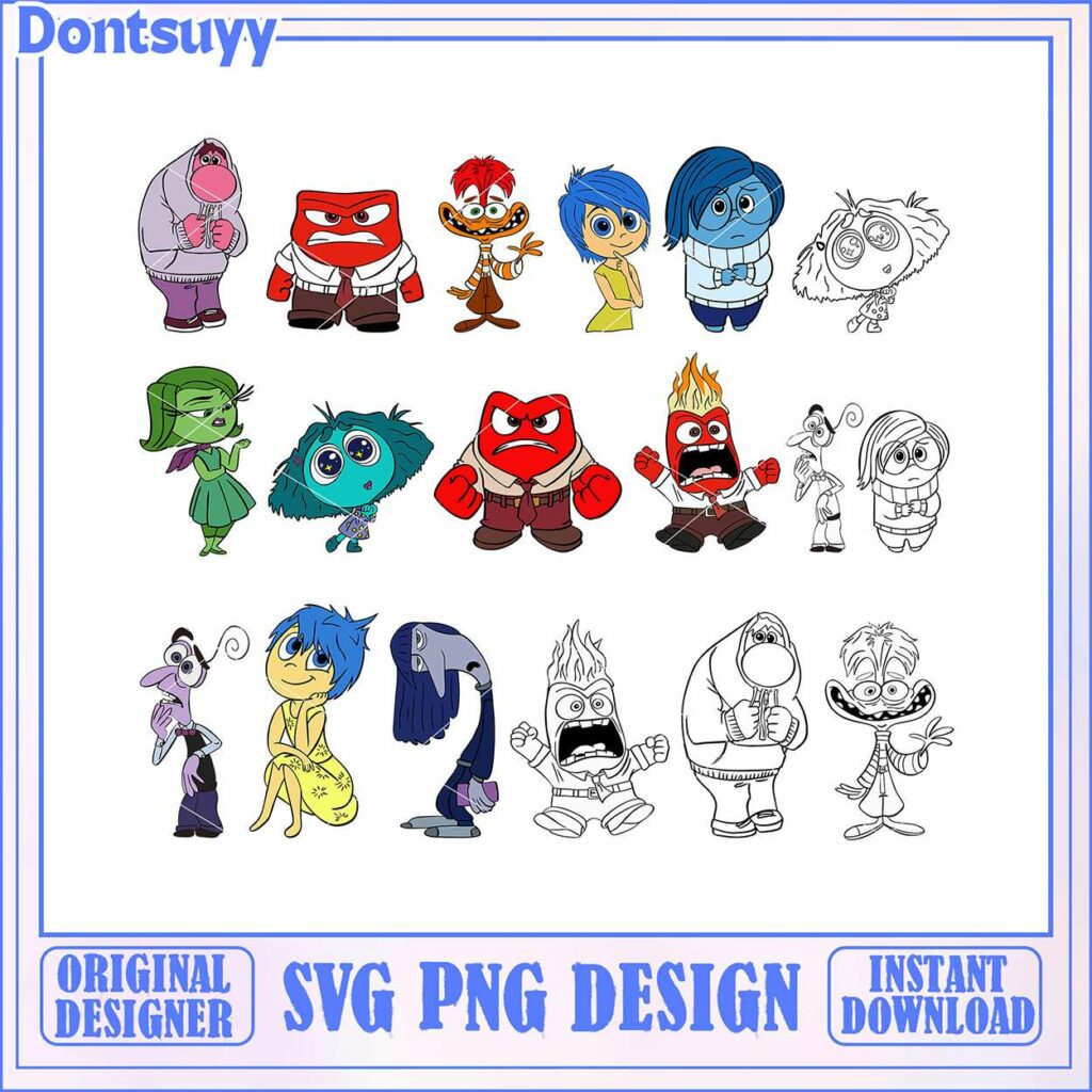 Inside out 2 feels and outline svg bundle, inside out 2 shirt svg ...