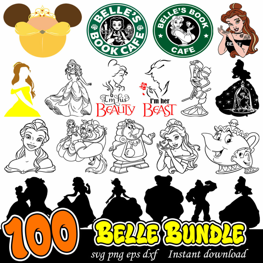Belle princess disney bundle svg, beauty and the beast svg - High ...