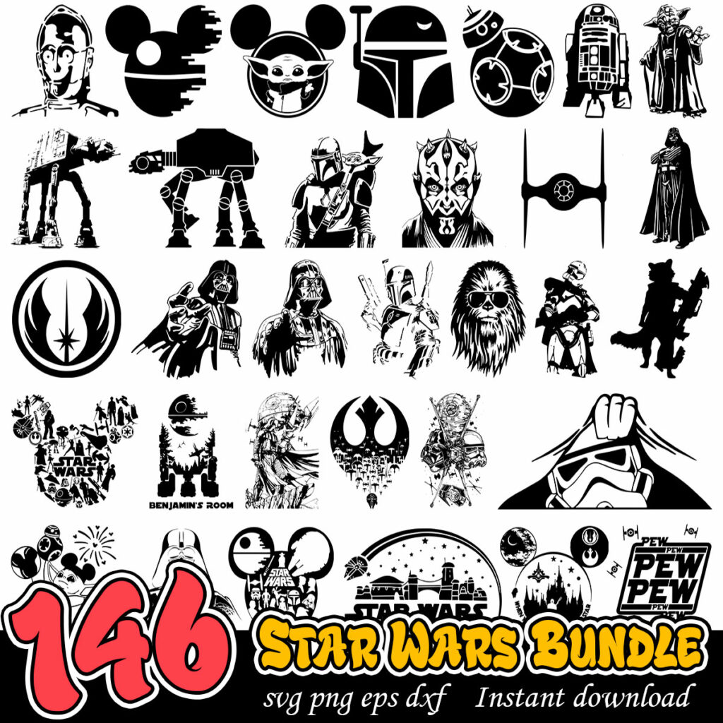 Star Wars silhouette svg bundle, star wars shirts svg, mickey head svg ...