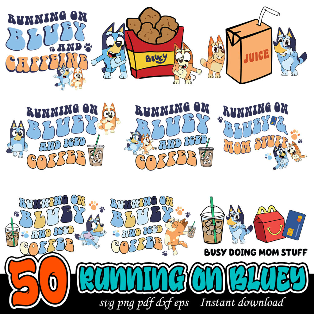Running On Bluey cartoon svg bundle, on running svg, bluey cartoon svg ...