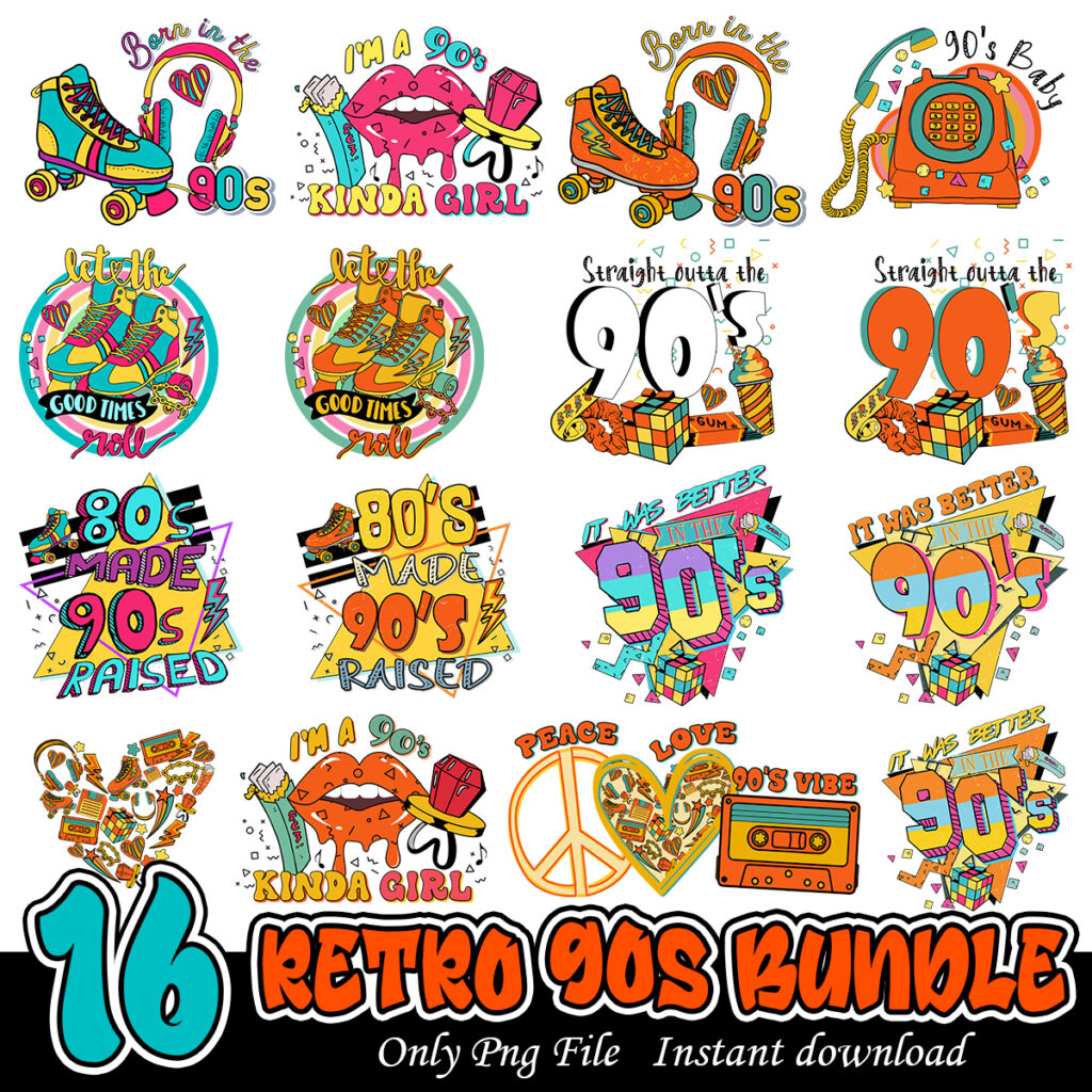 Retro 90s svg bundle design, 90s retro tv svg, peace love svg - High ...