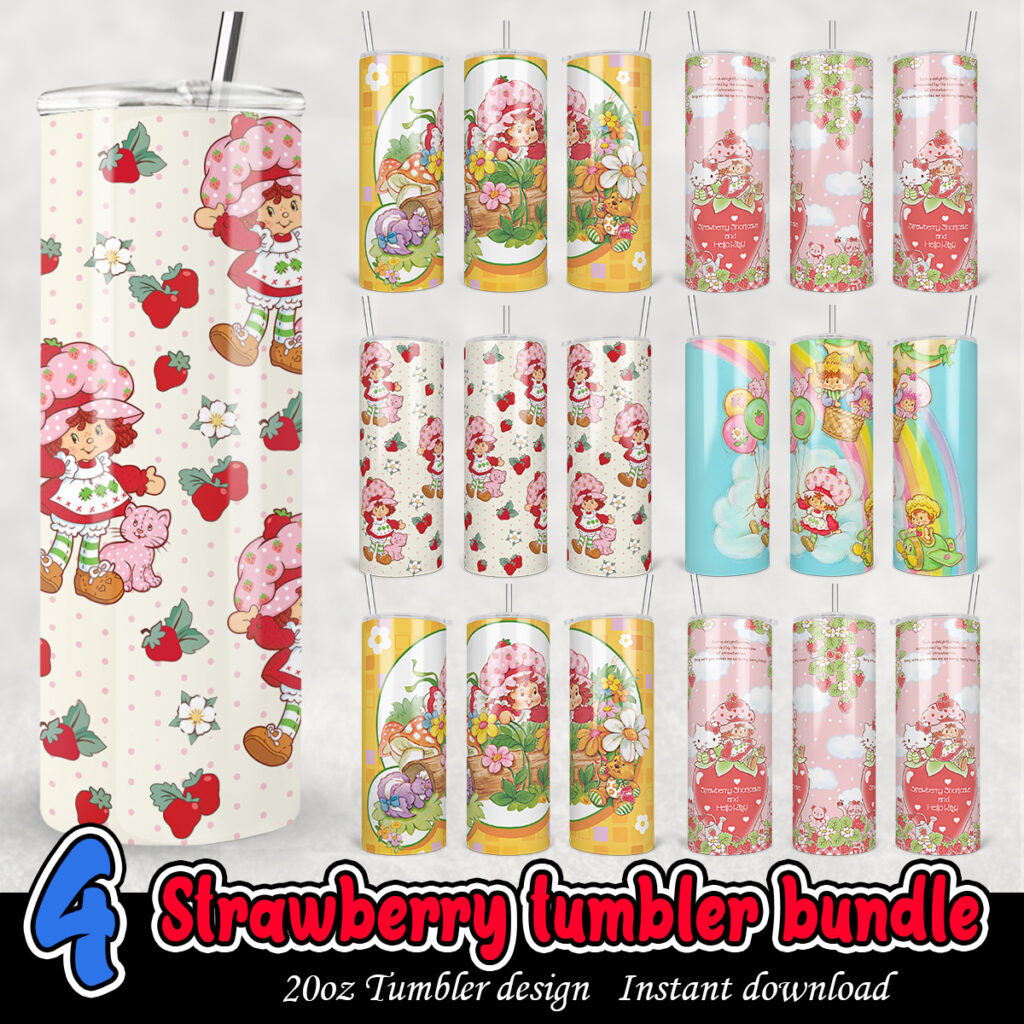Strawberry 3d tumbler png bundle, strawberry tumbler png - High-quality SVG and PNG files for ...