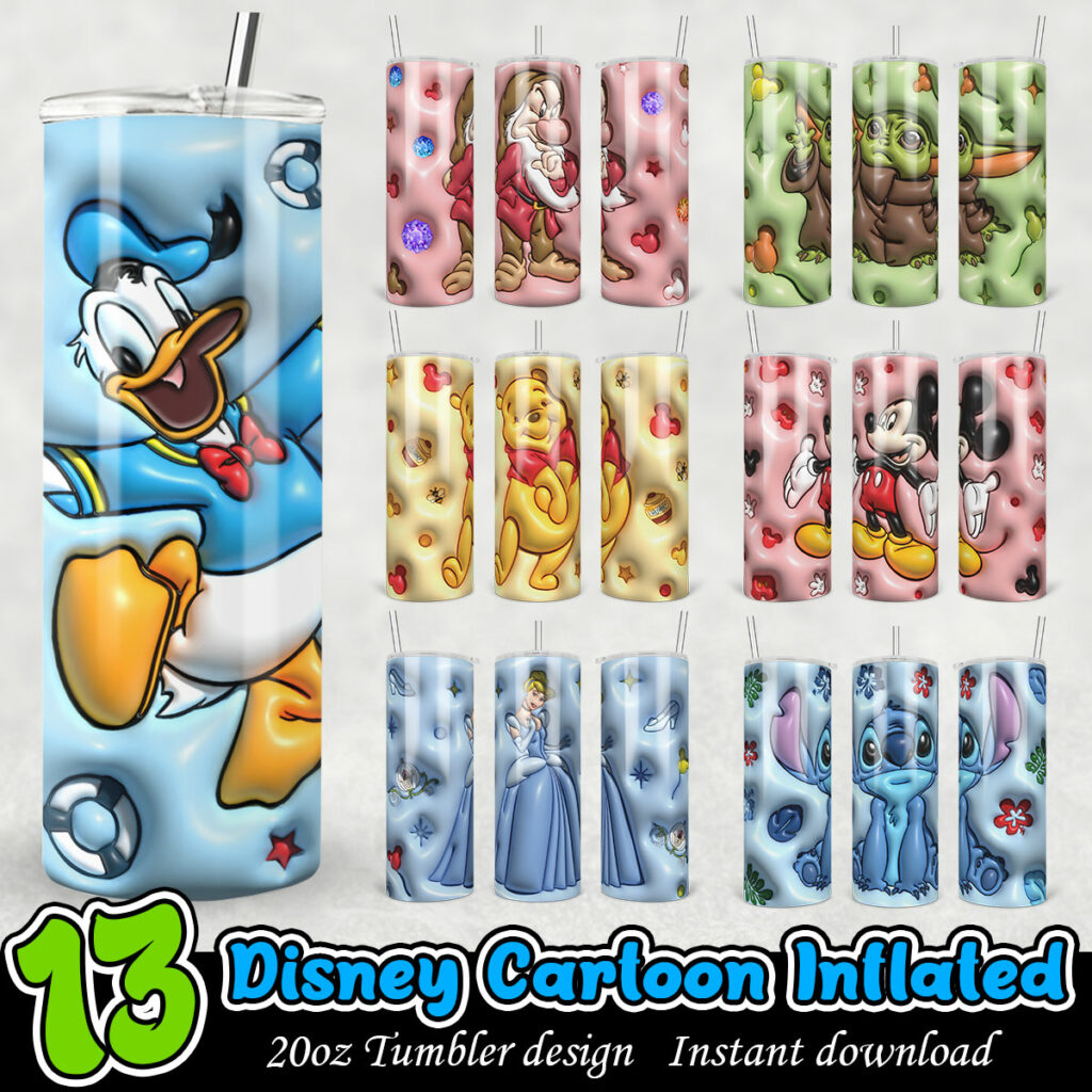 Disney Cartoon Inflated Tumbler png bundle, disney cartoons png - High ...