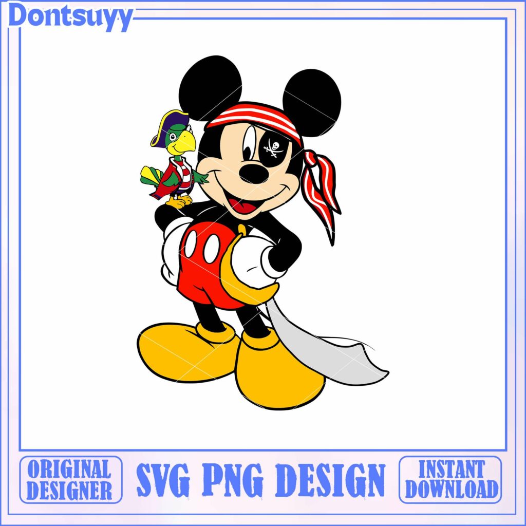 Mickey mouse and parrot pirate svg, mickey mouse pirate svg - High ...
