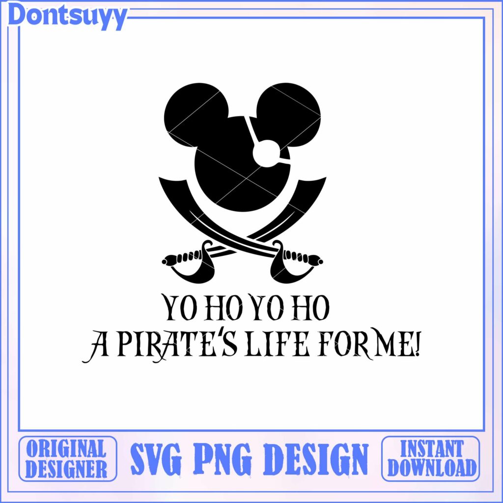 Mickey head yo ho a pirate' life for me svg, mickey pirate svg - High ...