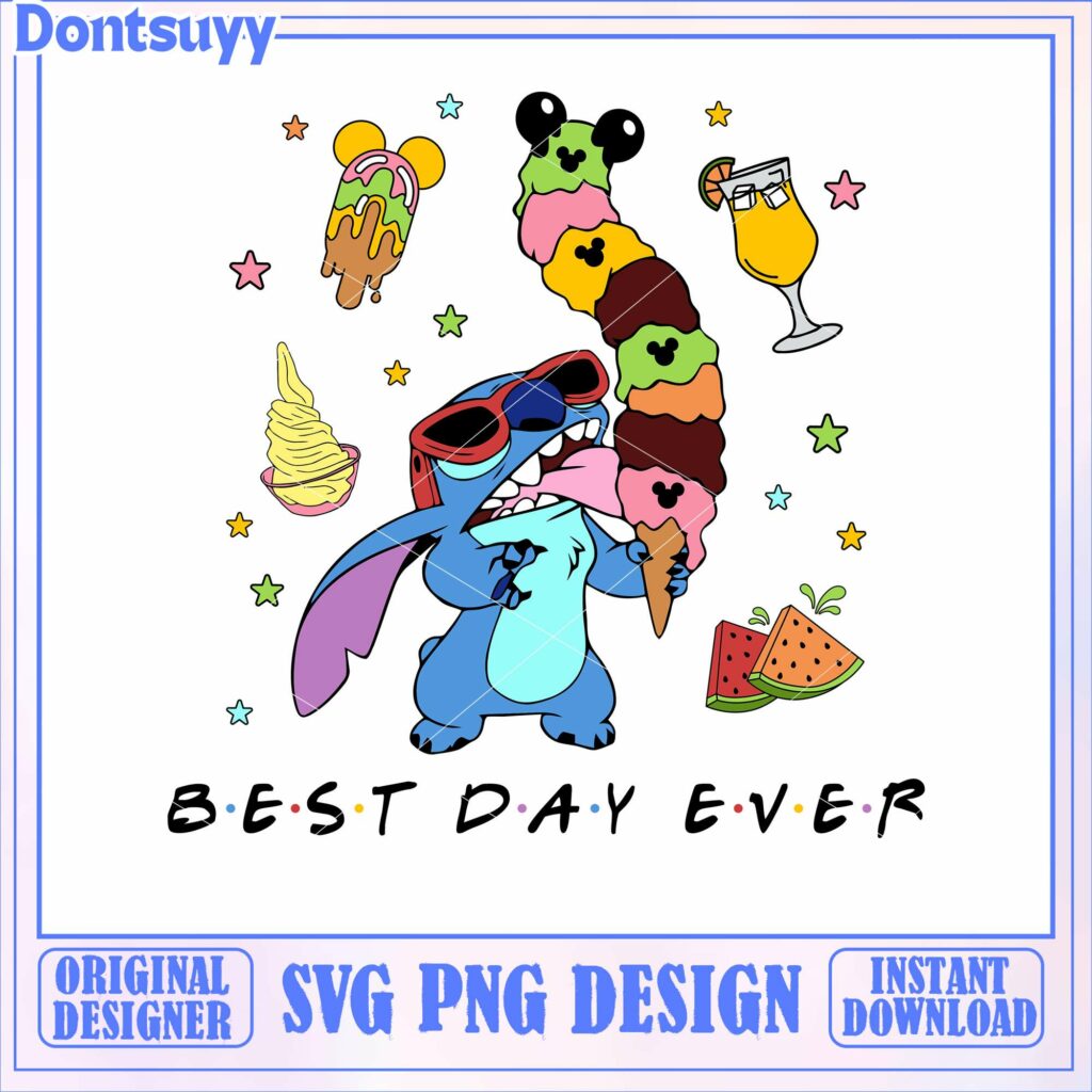 Stitch eat cream best day ever SVG, lilo and stitch characters svg ...