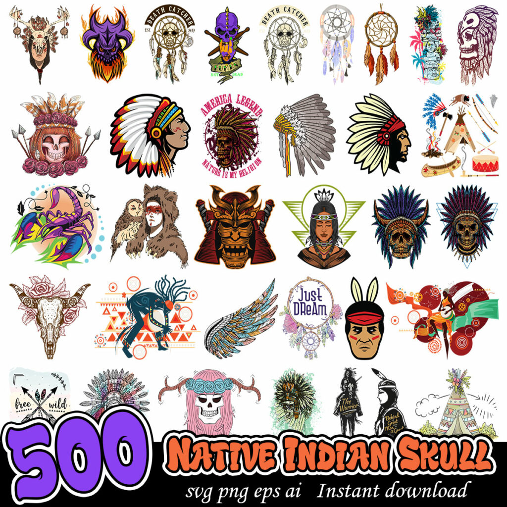 Native indian skull svg bundle, indian native american svg - High ...