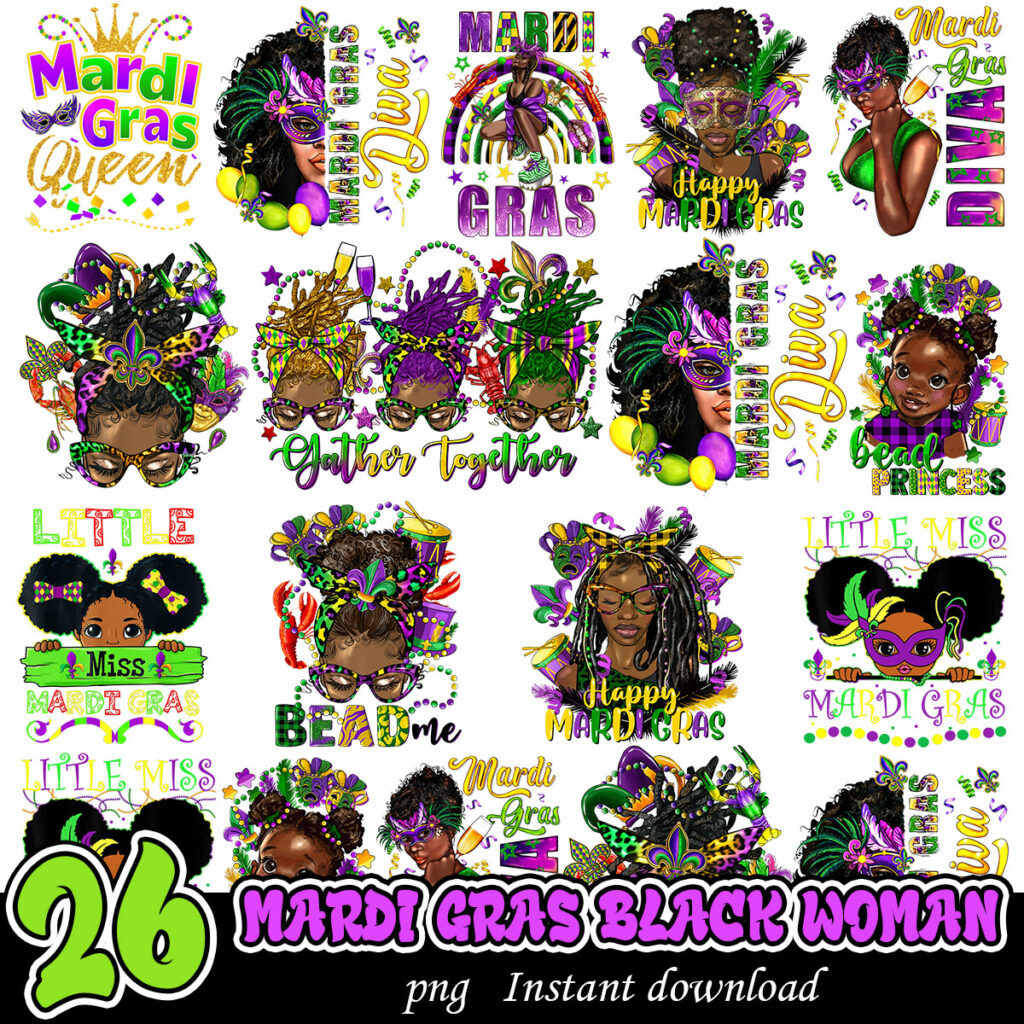 Mardi Gras Black Woman png bundle, Mardi Gras png - High-quality SVG ...