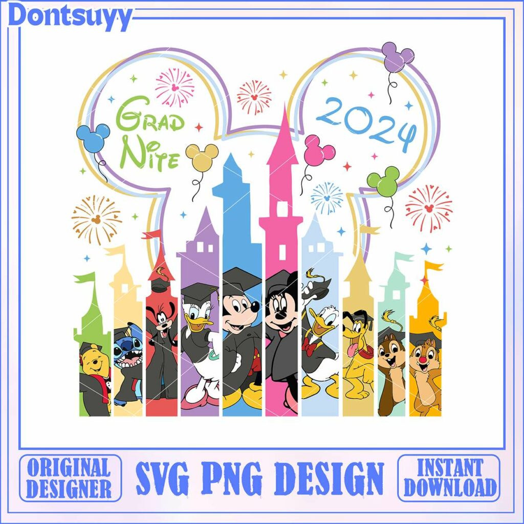 Grad Nite 2024 design with beloved characters, perfect for celebrations ...