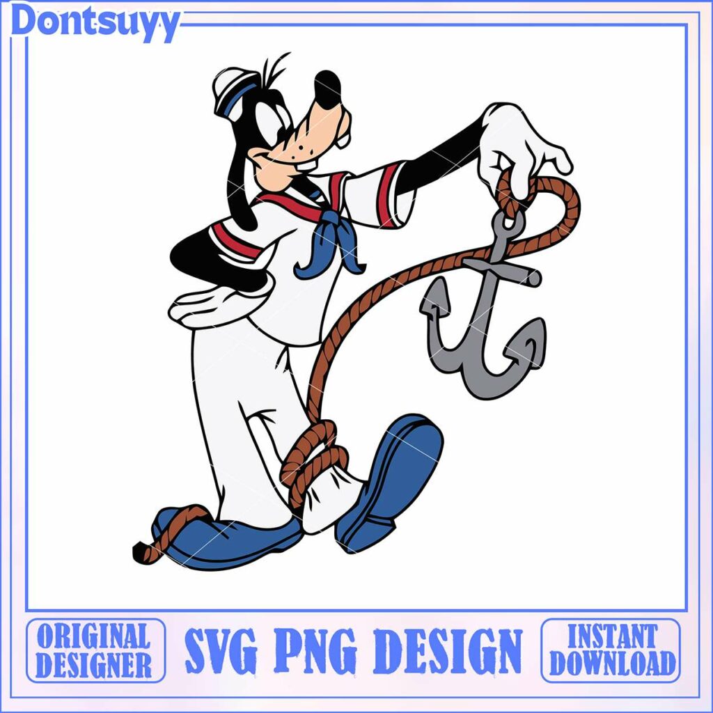 Goofy Sailor SVG PNG Design Instant Download - High-quality SVG and PNG ...