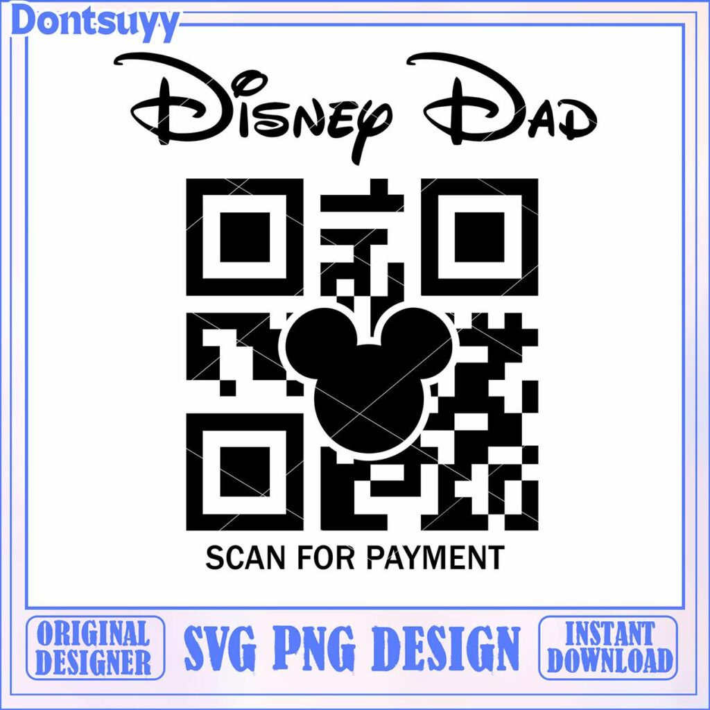 Disney Dad QR Code Design for Payment Scan, Instant Download PNG File ...